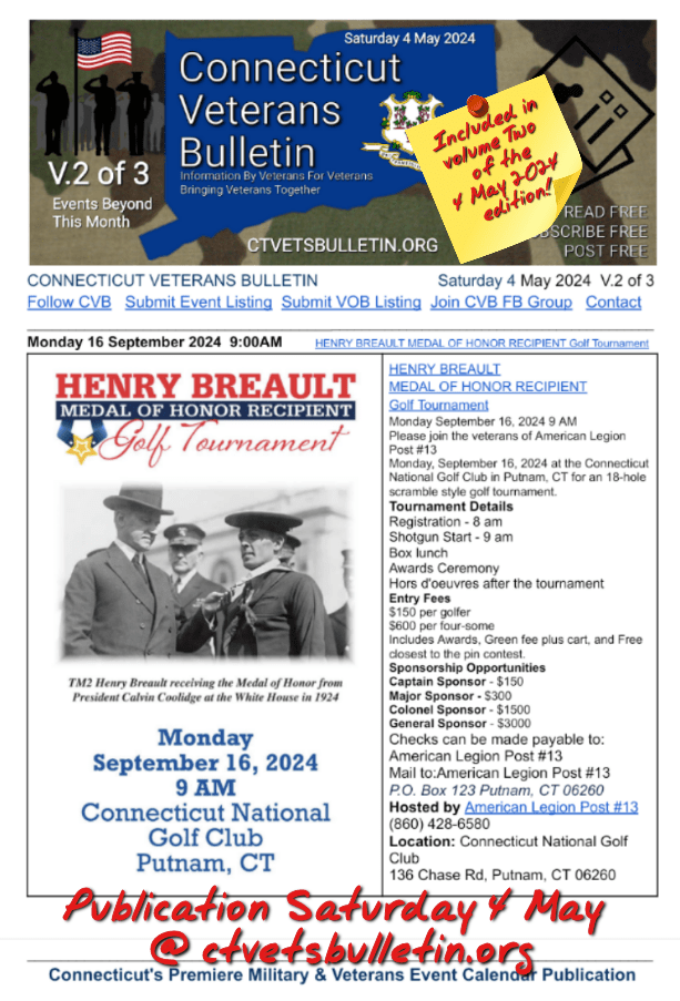 HENRY BREAULT MEDAL OF HONOR RECIPIENT Golf Tournament – CONNECTICUT ...