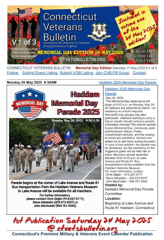 Memorial Day Parade 2025 – CONNECTICUT VETERANS BULLETIN