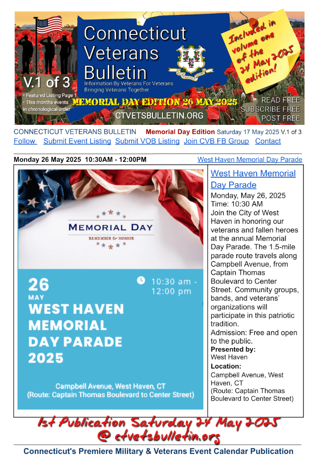 Memorial Day Parade 2025 – CONNECTICUT VETERANS BULLETIN